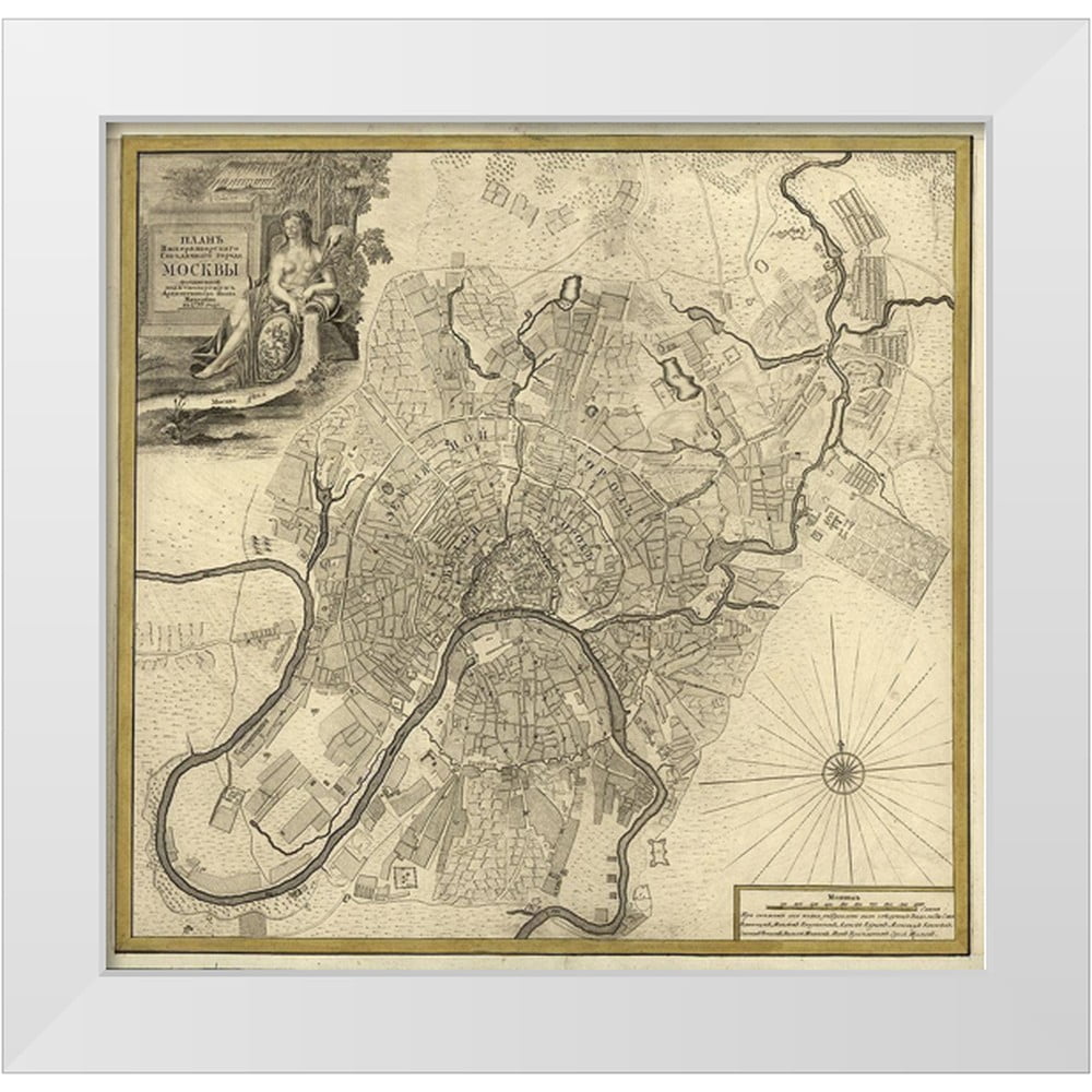 Vintage Maps 15x15 White Modern Wood Framed Museum Art Print Titled ...