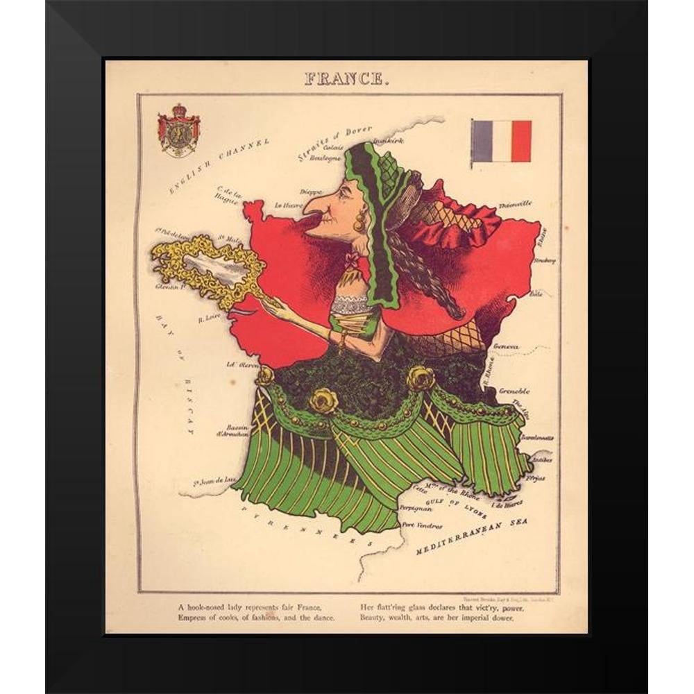 Vintage Maps 15x17 Black Modern Framed Museum Art Print Titled ...