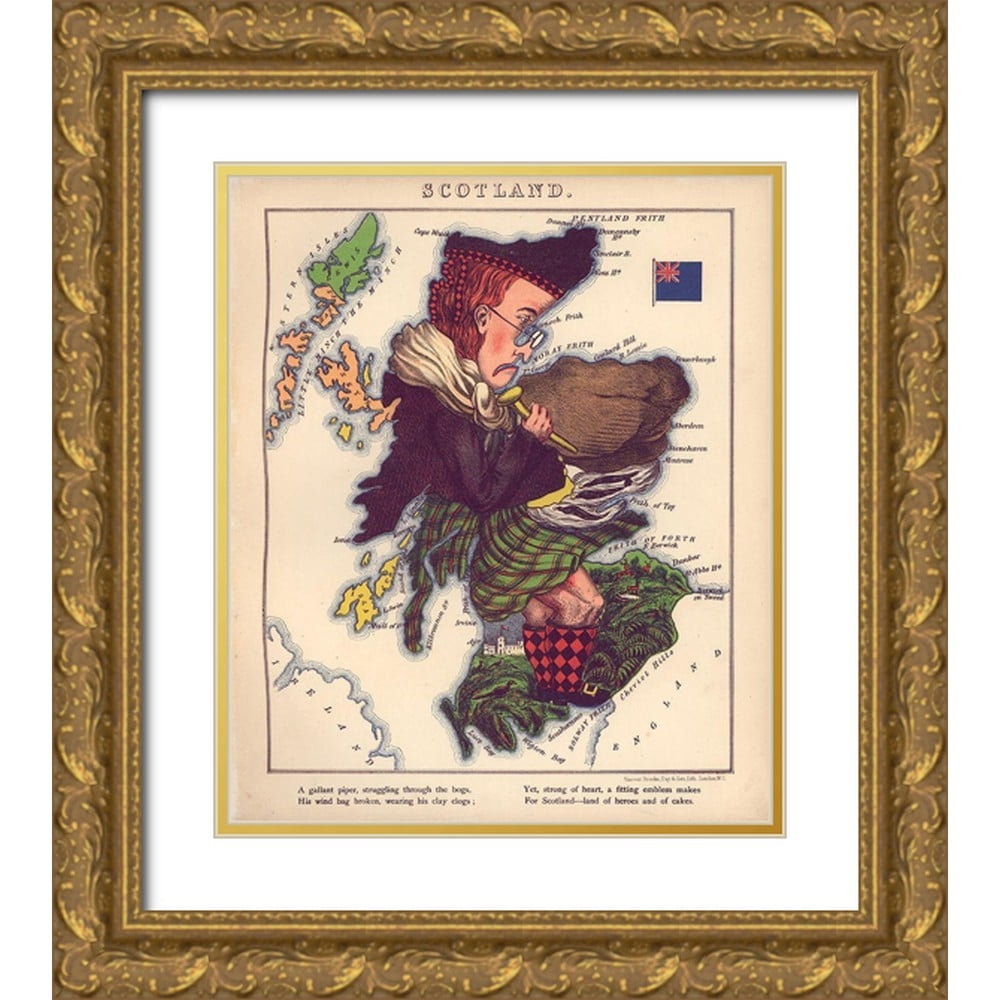 Vintage Maps 15x17 Gold Ornate Wood Framed with Double Matting Museum ...