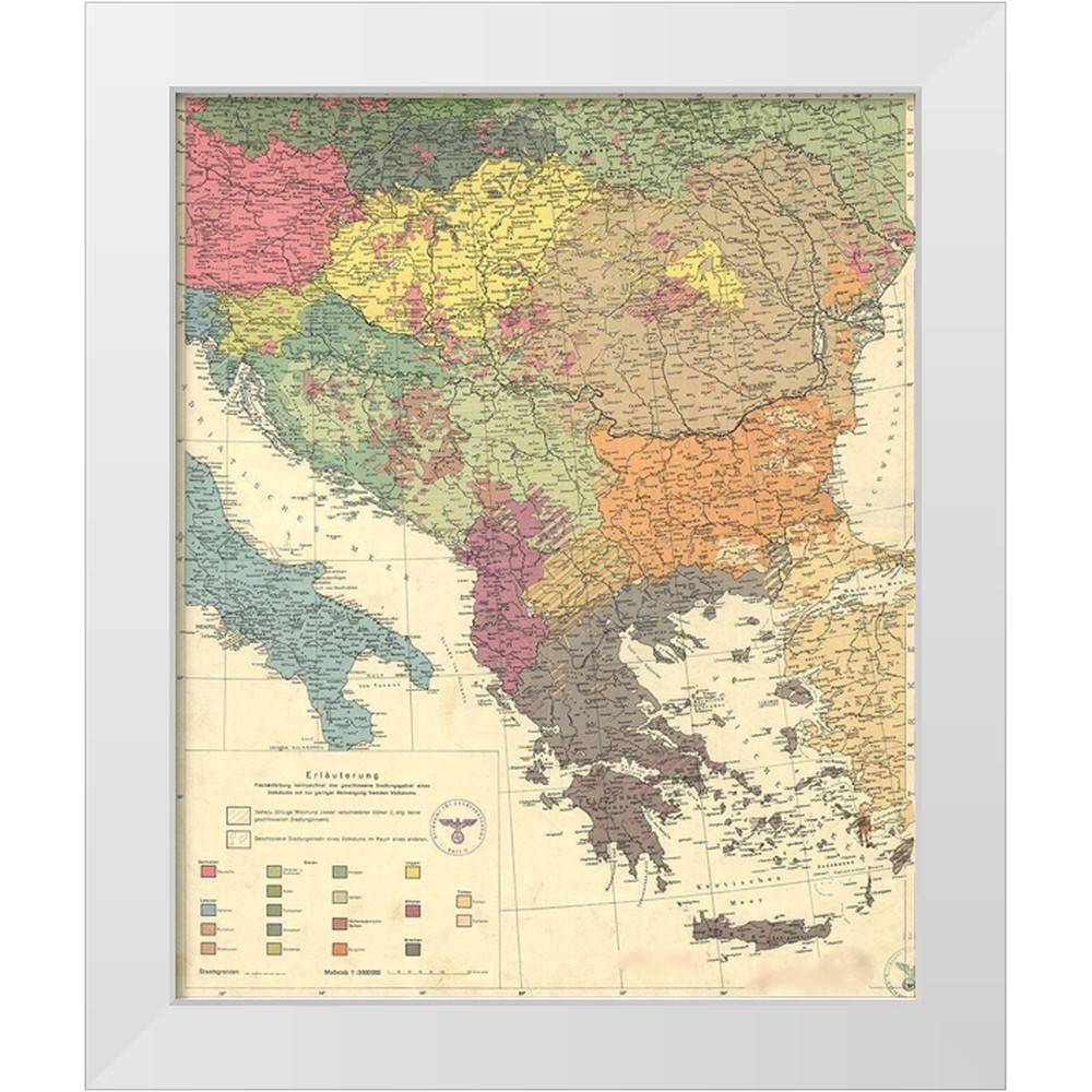 Vintage Maps 15x17 White Modern Wood Framed Museum Art Print Titled ...