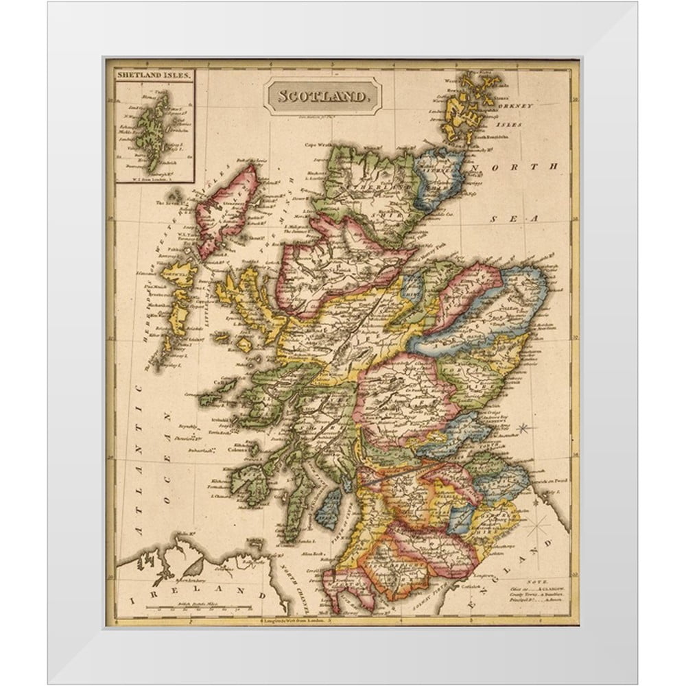 Vintage Maps 15x17 White Modern Wood Framed Museum Art Print Titled ...