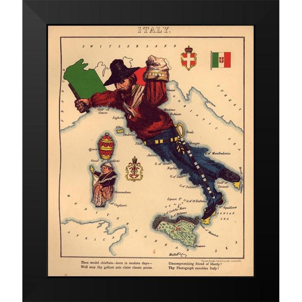 Vintage Maps 15x18 Black Modern Framed Museum Art Print Titled ...