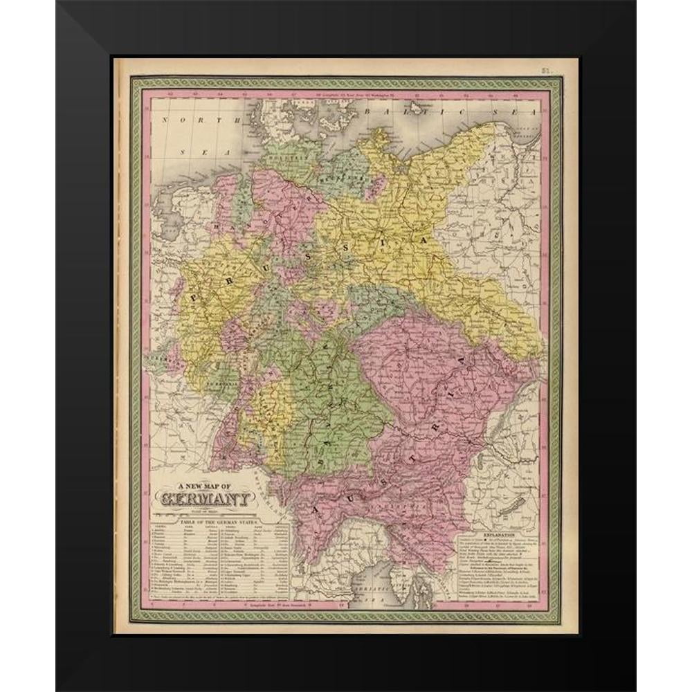 Vintage Maps 15x18 Black Modern Framed Museum Art Print Titled ...