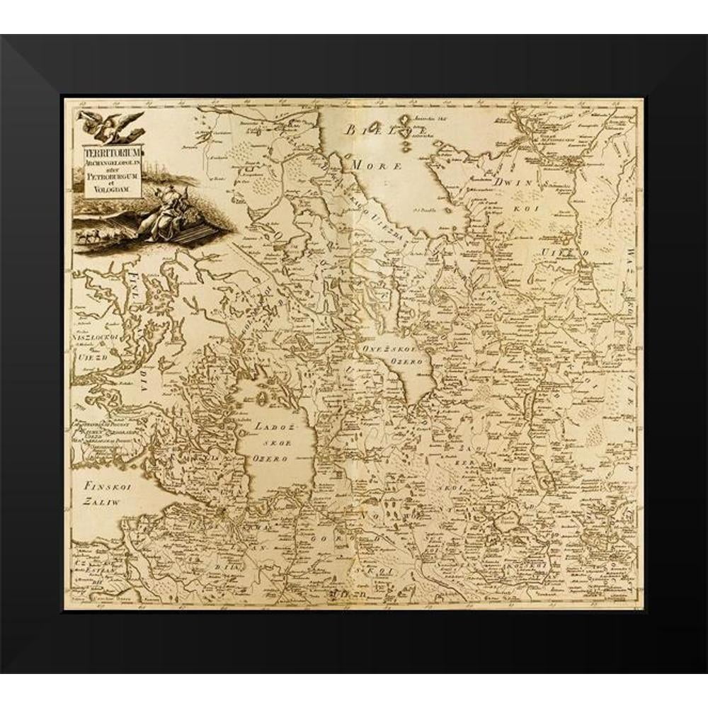 Vintage Maps 16x15 Black Modern Framed Museum Art Print Titled - St ...