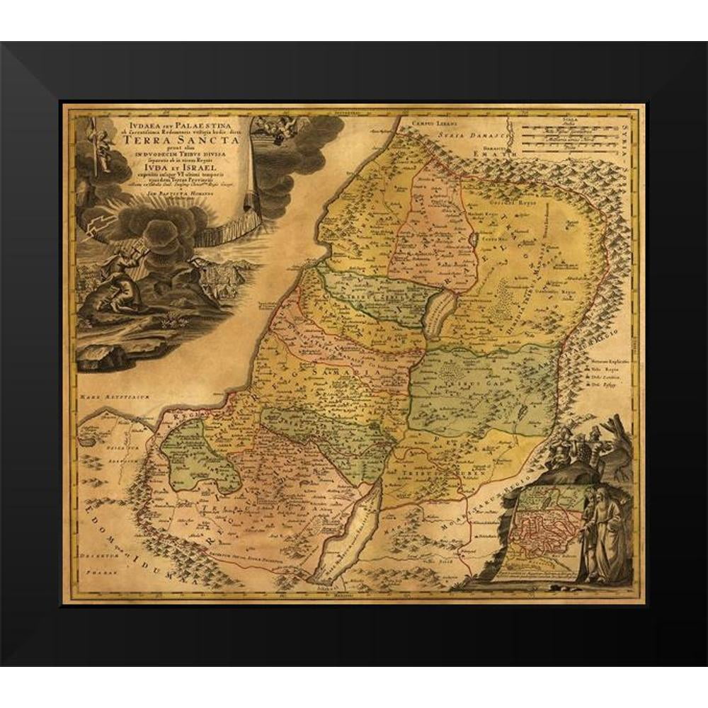 Vintage Maps 17x15 Black Modern Framed Museum Art Print Titled - Judea ...
