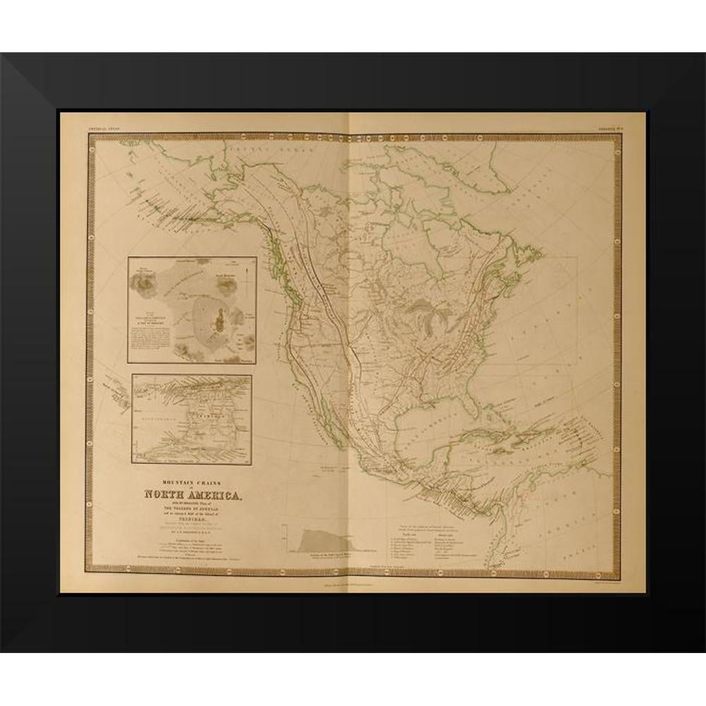 Vintage Maps 17x15 Black Modern Framed Museum Art Print Titled ...