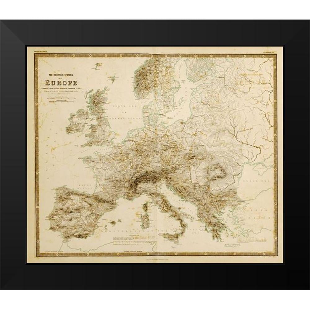 Vintage Maps 17x15 Black Modern Framed Museum Art Print Titled ...