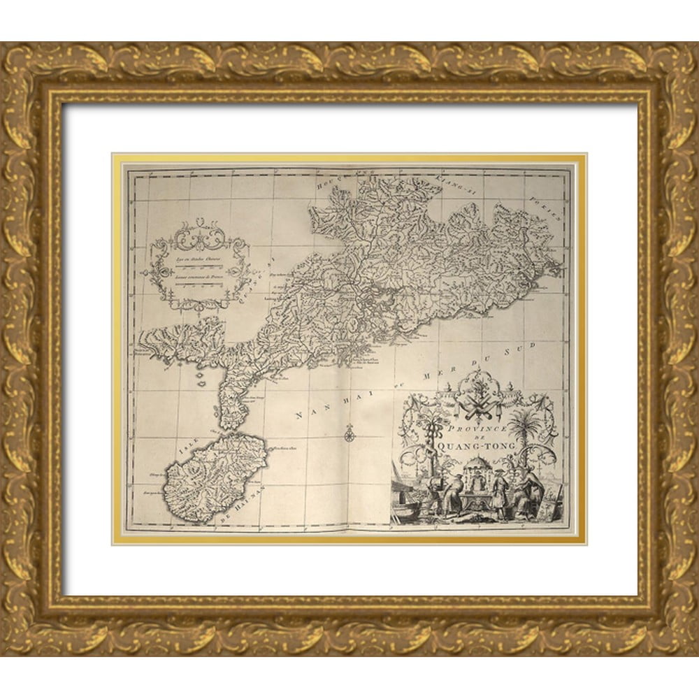 Vintage Maps 17x15 Gold Ornate Wood Framed with Double Matting Museum ...