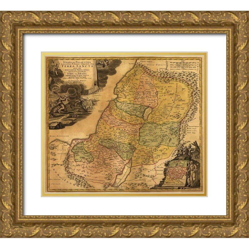 Vintage Maps 17x15 Gold Ornate Wood Framed with Double Matting Museum ...