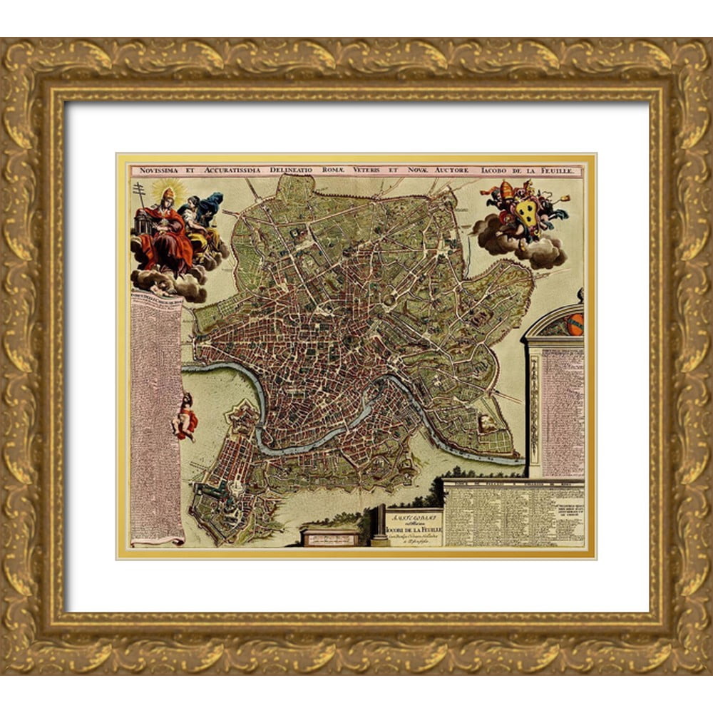 Vintage Maps 17x15 Gold Ornate Wood Framed with Double Matting Museum ...