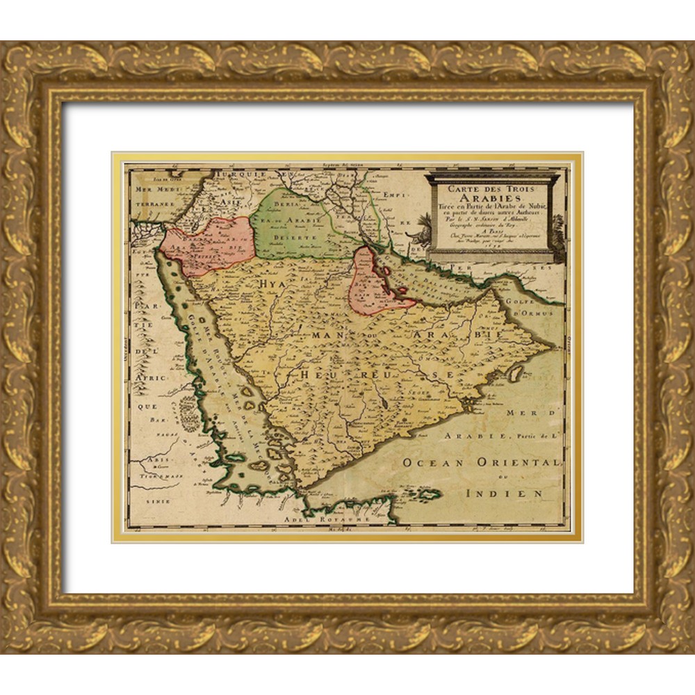 Vintage Maps 17x15 Gold Ornate Wood Framed with Double Matting Museum ...
