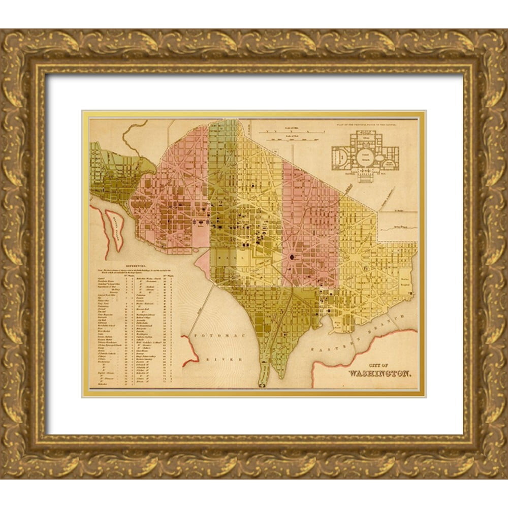 Vintage Maps 17x15 Gold Ornate Wood Framed with Double Matting Museum ...