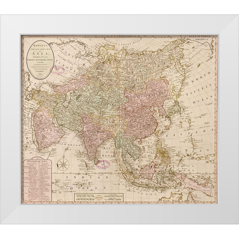 Vintage Maps 17x15 White Modern Wood Framed Museum Art Print Titled ...