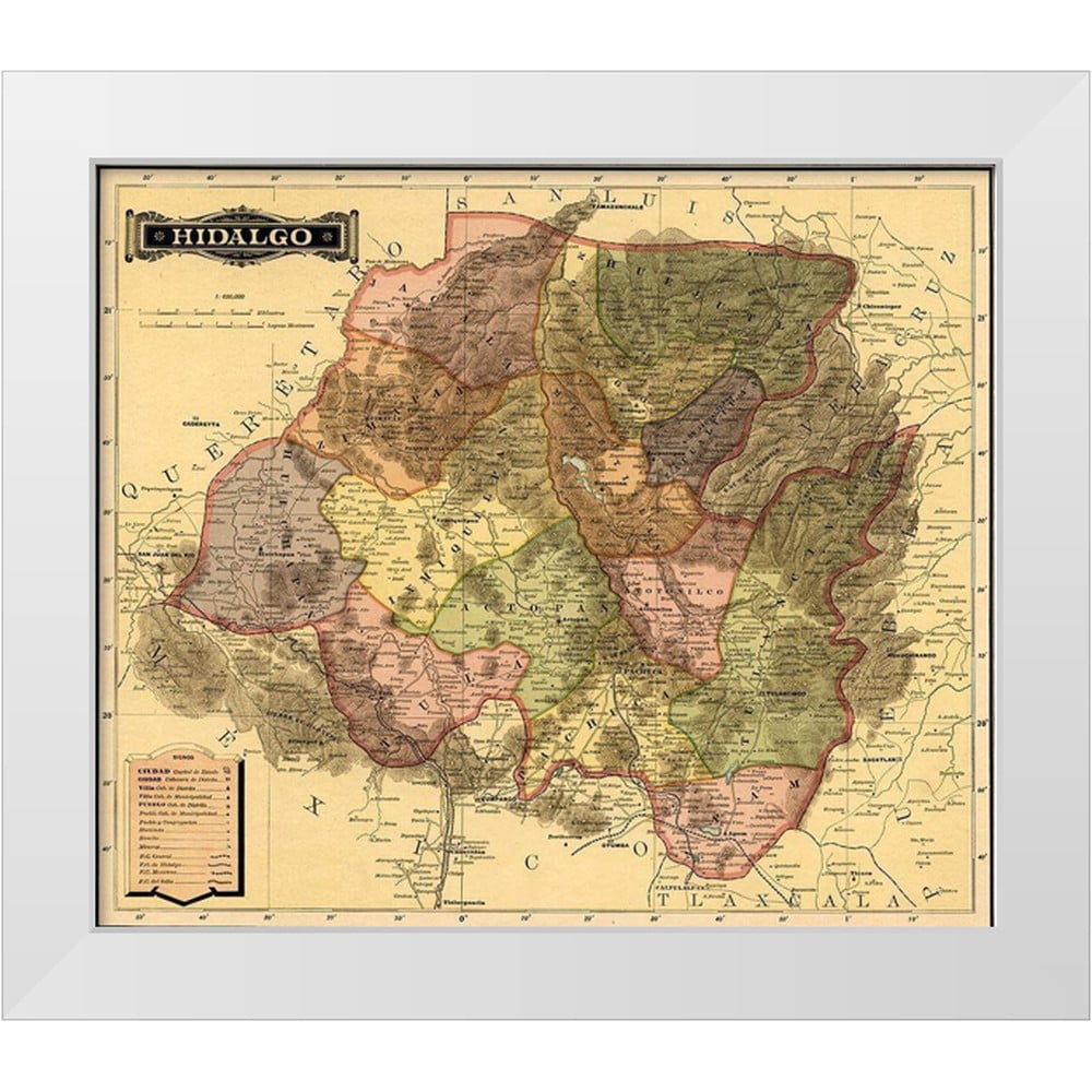 Vintage Maps 17x15 White Modern Wood Framed Museum Art Print Titled ...
