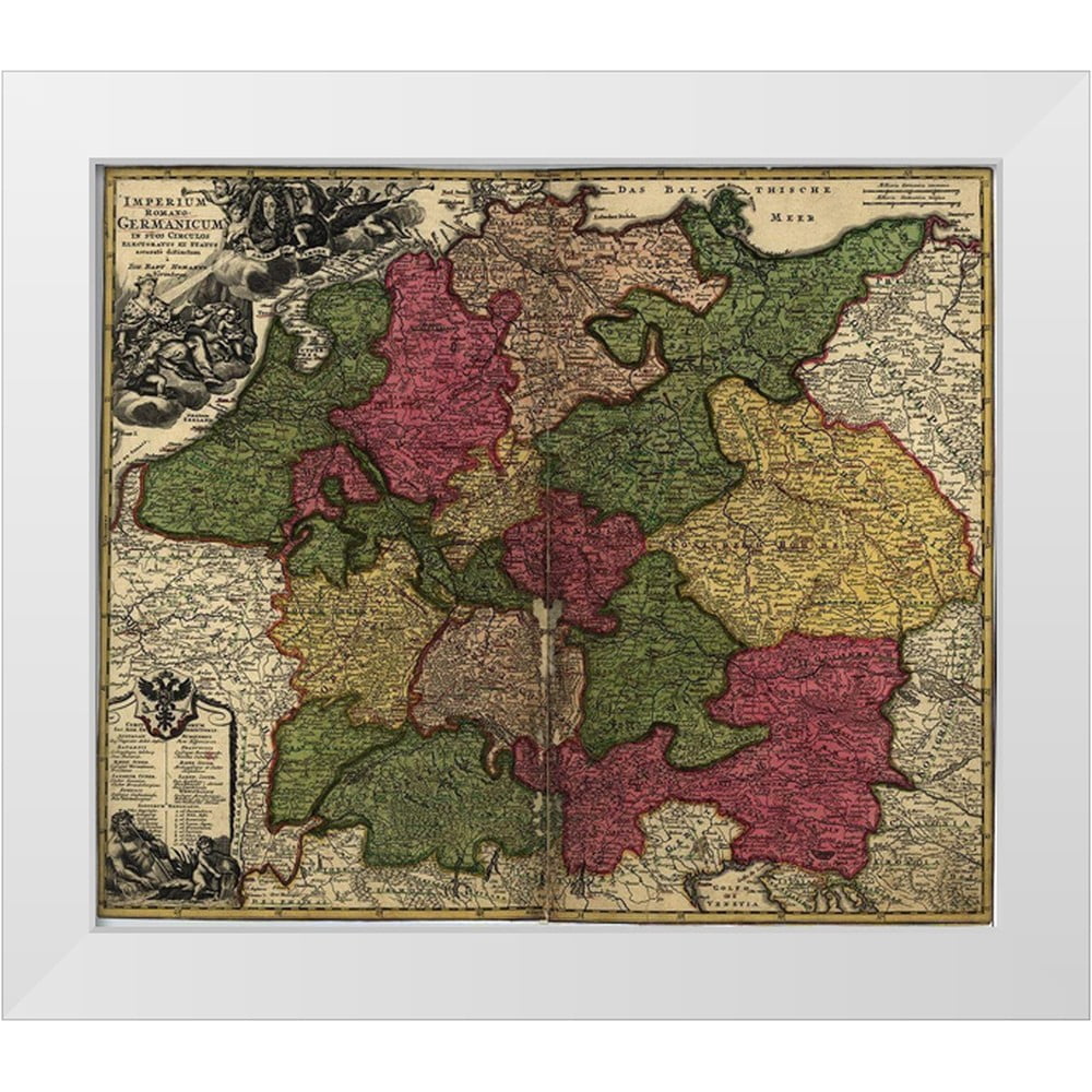 Vintage Maps 17x15 White Modern Wood Framed Museum Art Print Titled ...