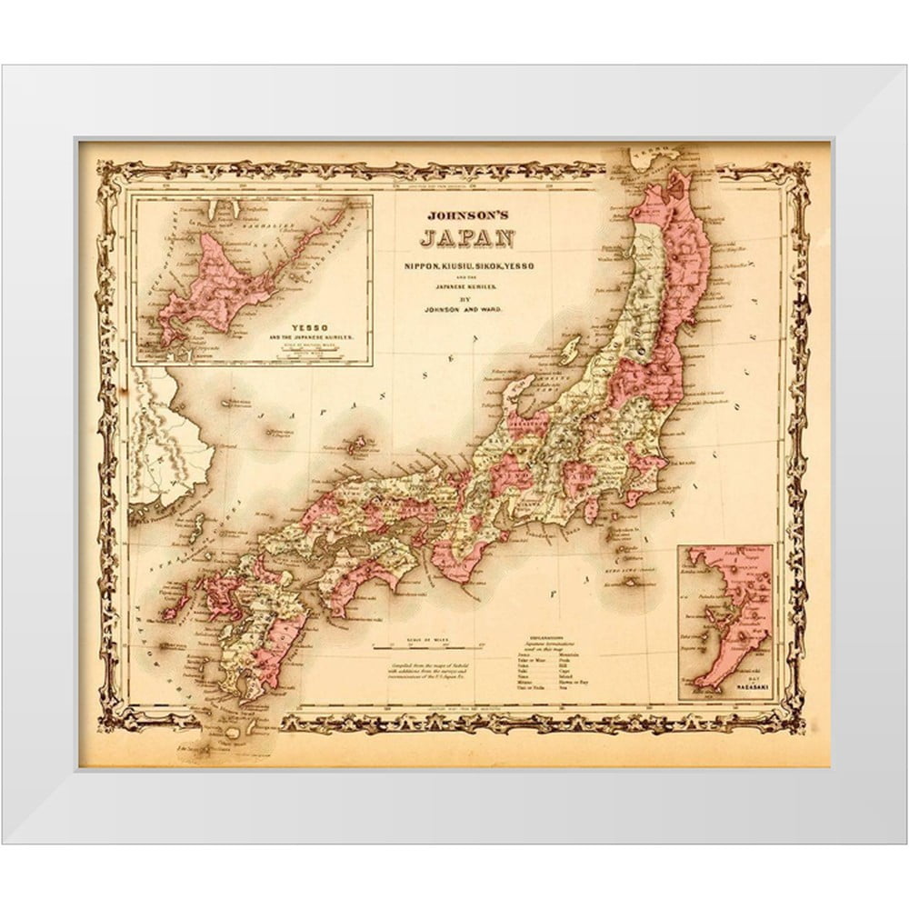 Vintage Maps 17x15 White Modern Wood Framed Museum Art Print Titled ...