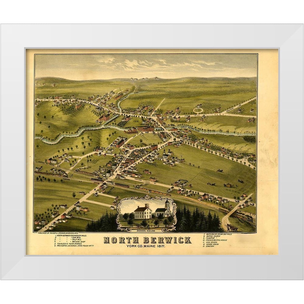 Vintage Maps 17x15 White Modern Wood Framed Museum Art Print Titled ...
