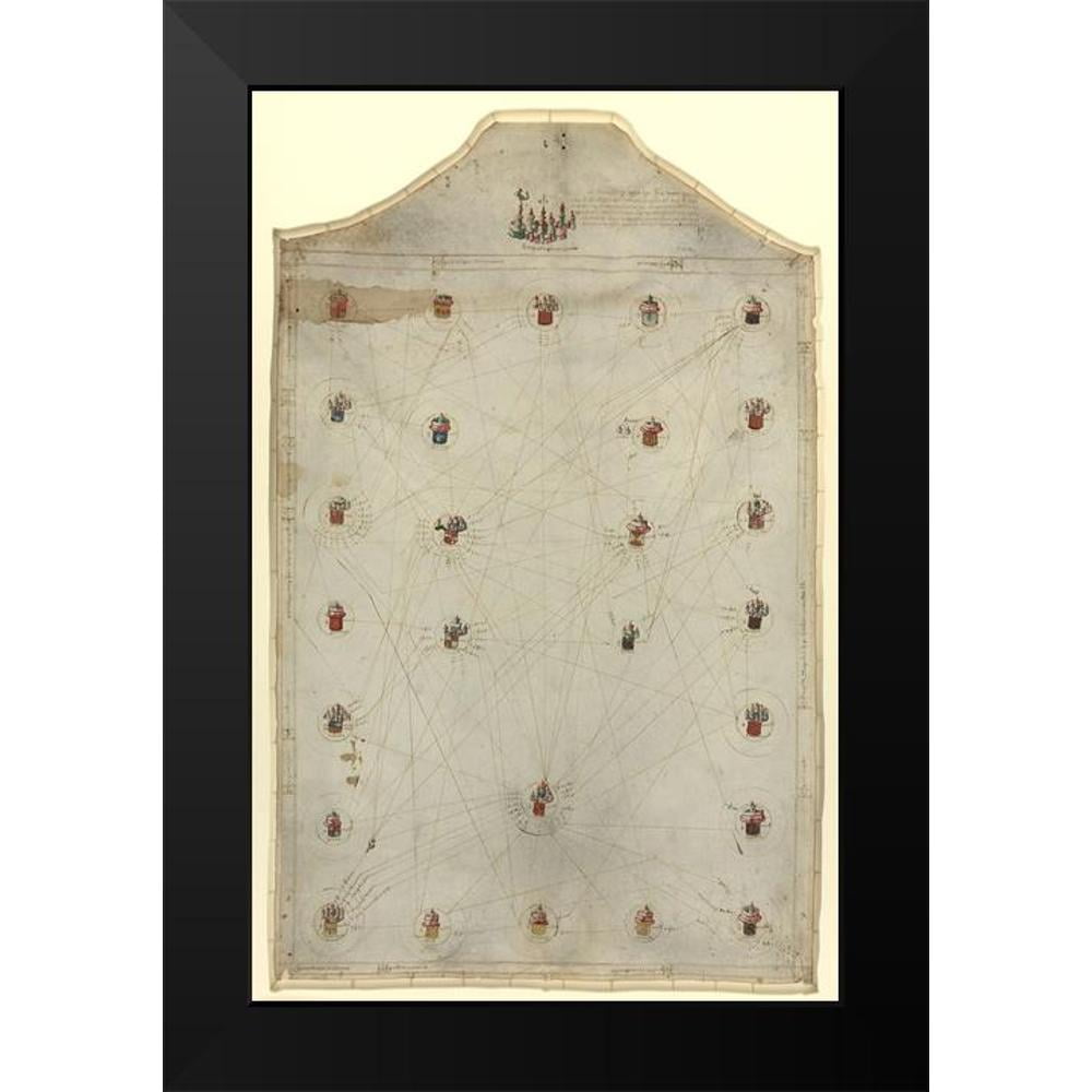 Vintage Maps 17x24 Black Modern Framed Museum Art Print Titled - Chart ...