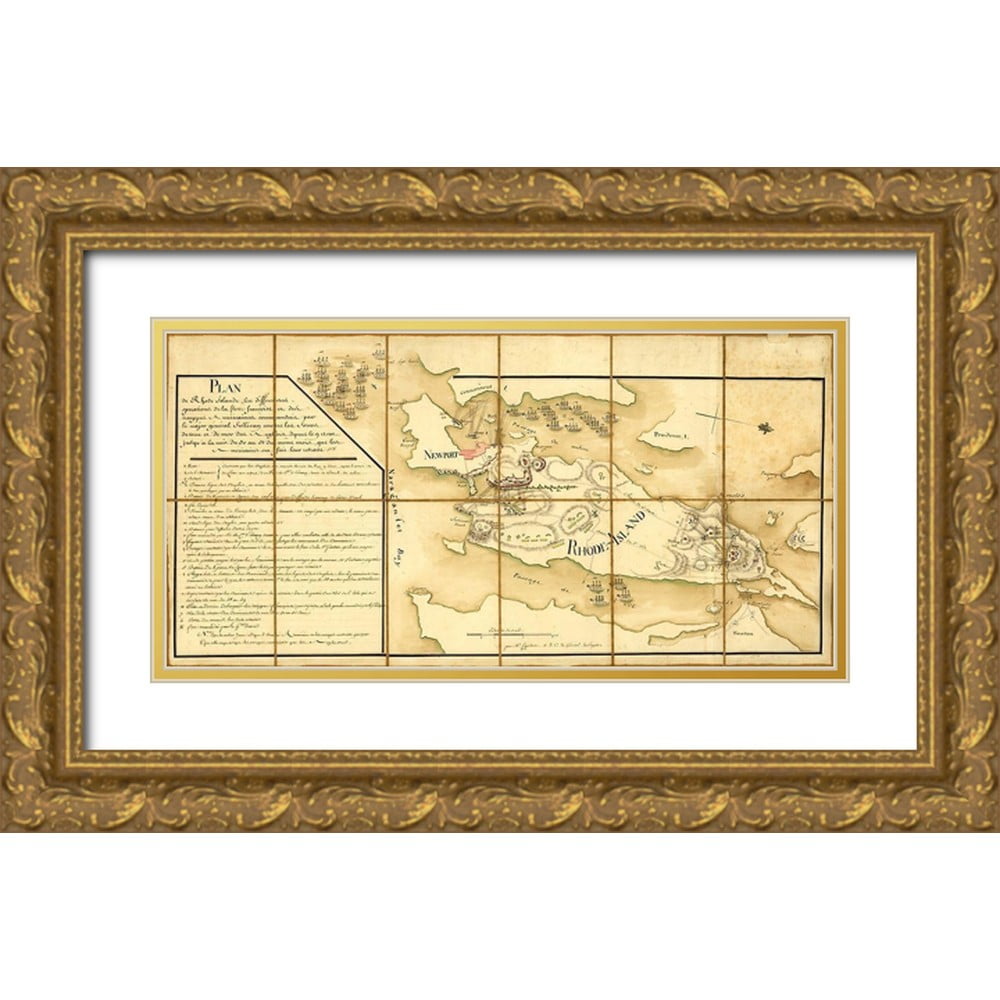 Vintage Maps 18x11 Gold Ornate Wood Framed with Double Matting Museum ...