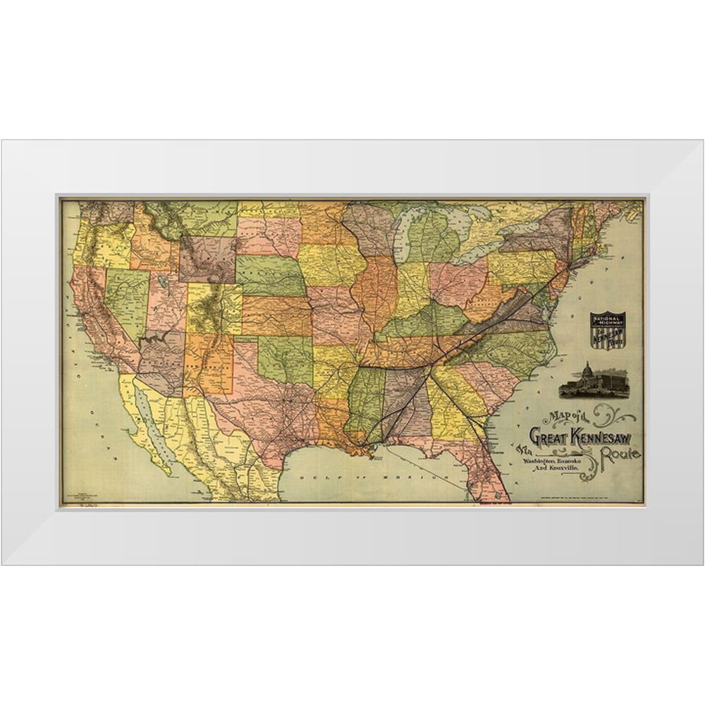 Vintage Maps 18x11 White Modern Wood Framed Museum Art Print Titled ...
