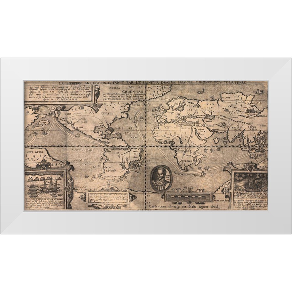 Vintage Maps 18x11 White Modern Wood Framed Museum Art Print Titled ...