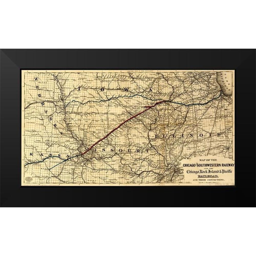 Vintage Maps 18x12 Black Modern Framed Museum Art Print Titled ...