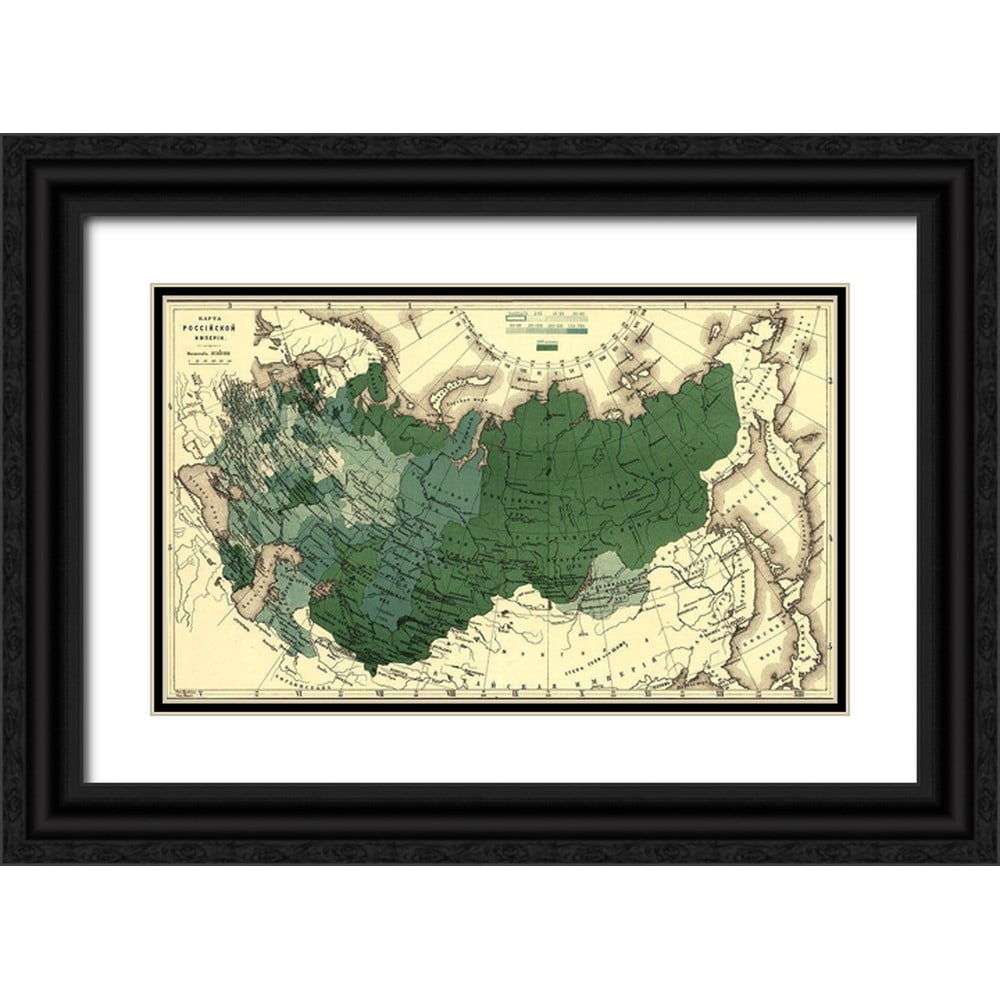 Vintage Maps 18x12 Black Ornate Wood Framed with Double Matting Museum ...