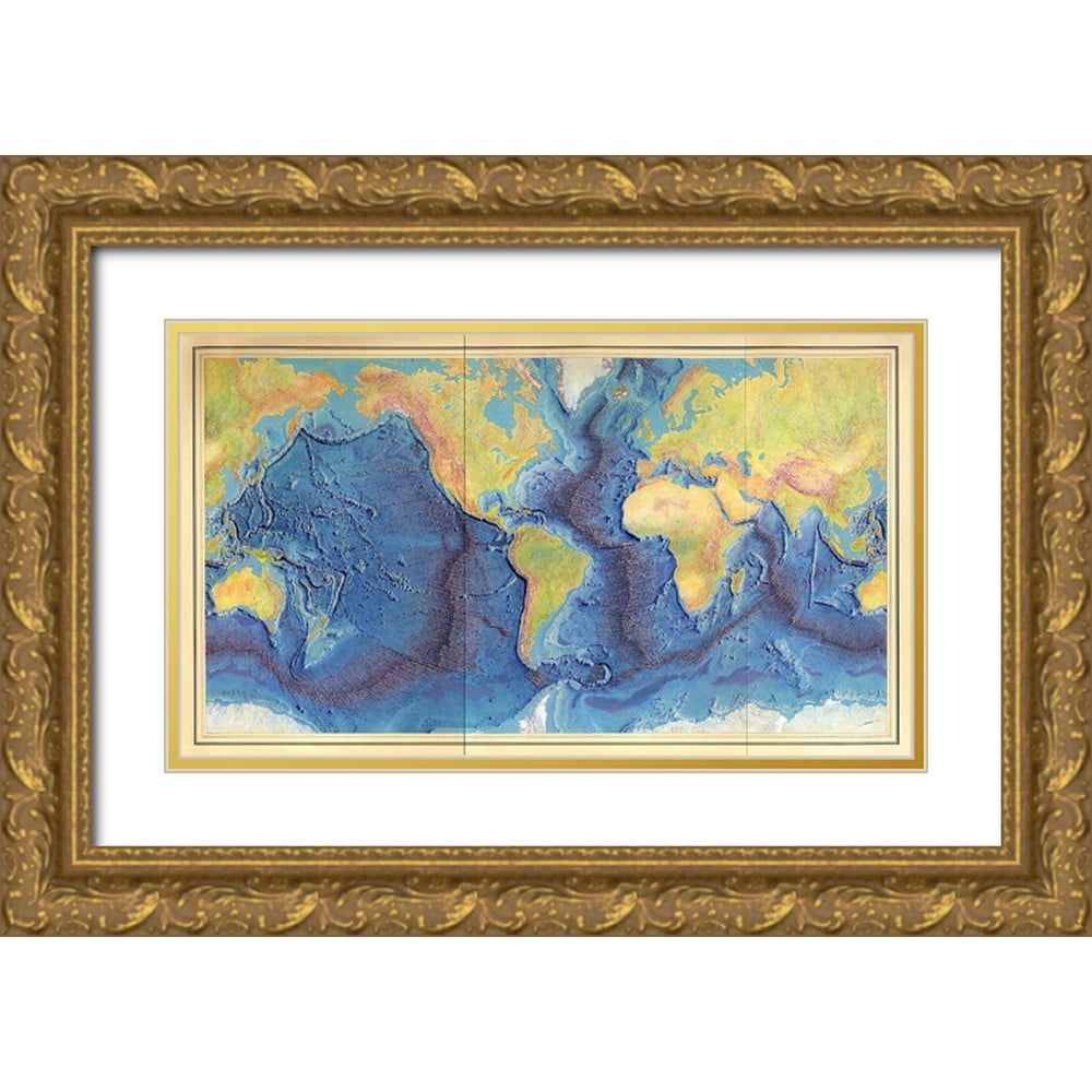 Vintage Maps 18x12 Gold Ornate Wood Framed with Double Matting Museum ...