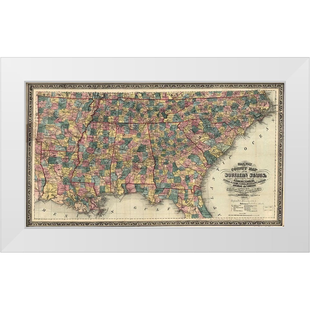 Vintage Maps 18x12 White Modern Wood Framed Museum Art Print Titled ...