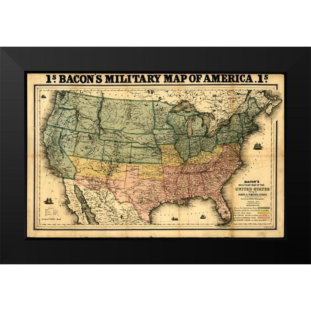 Vintage Maps 18x13 Black Modern Framed Museum Art Print Titled - Bacons ...