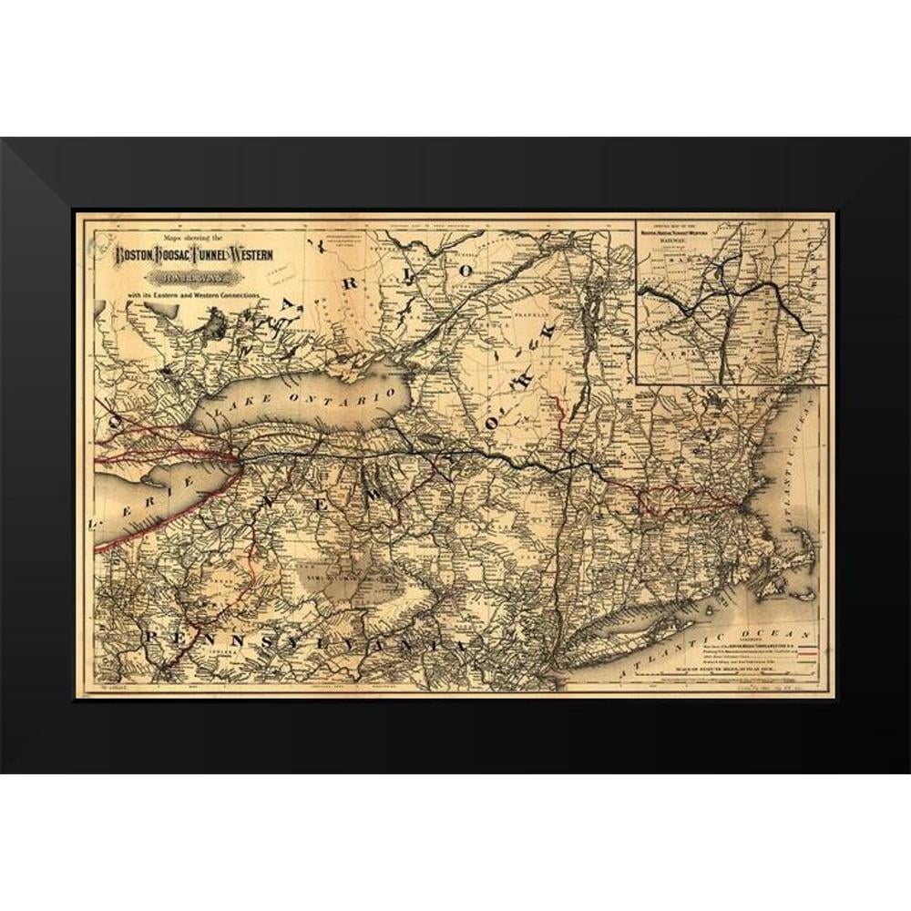 Vintage Maps 18x13 Black Modern Framed Museum Art Print Titled - Boston ...