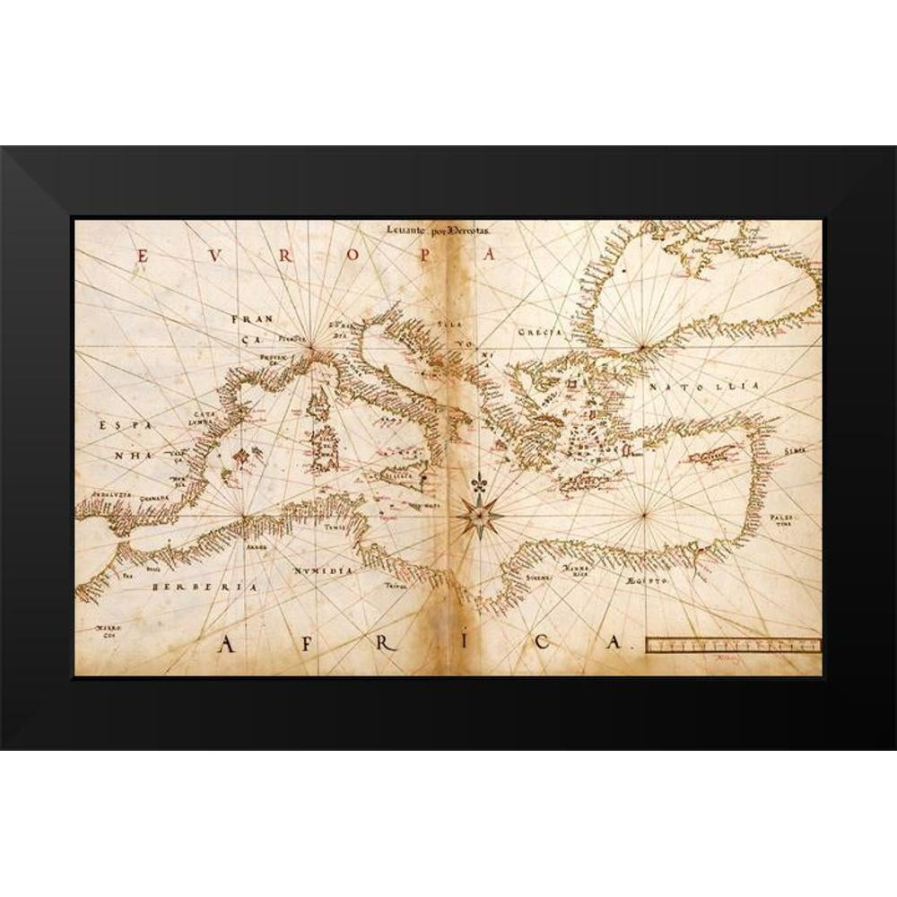 Vintage Maps 18x13 Black Modern Framed Museum Art Print Titled ...