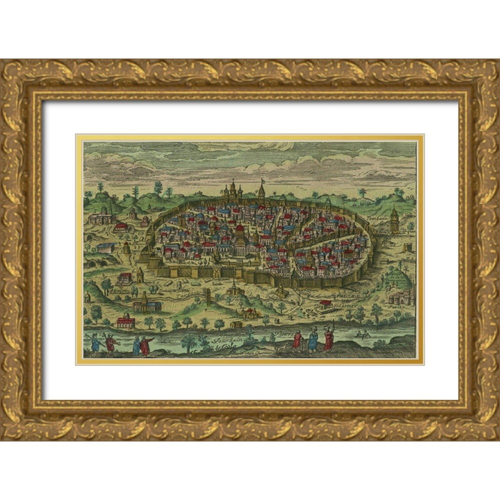 Vintage Maps 18x13 Gold Ornate Wood Framed with Double Matting Museum ...