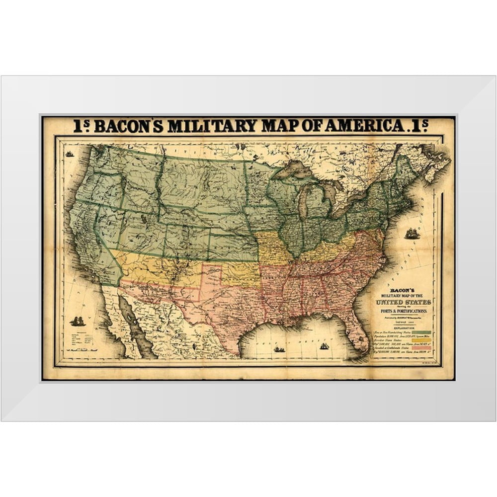 Vintage Maps 18x13 White Modern Wood Framed Museum Art Print Titled ...