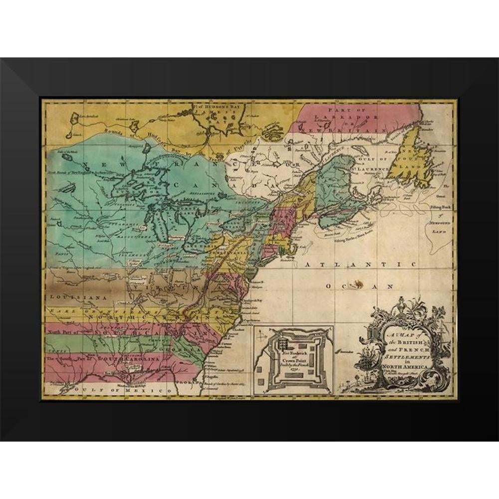 Vintage Maps 18x14 Black Modern Framed Museum Art Print Titled - Map of ...