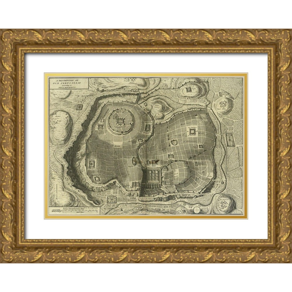 Vintage Maps 18x14 Gold Ornate Wood Framed with Double Matting Museum ...