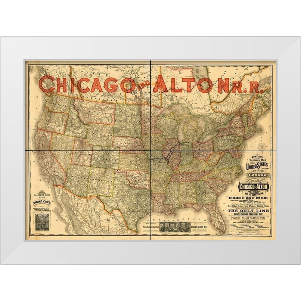 Vintage Maps 18x14 White Modern Wood Framed Museum Art Print Titled ...