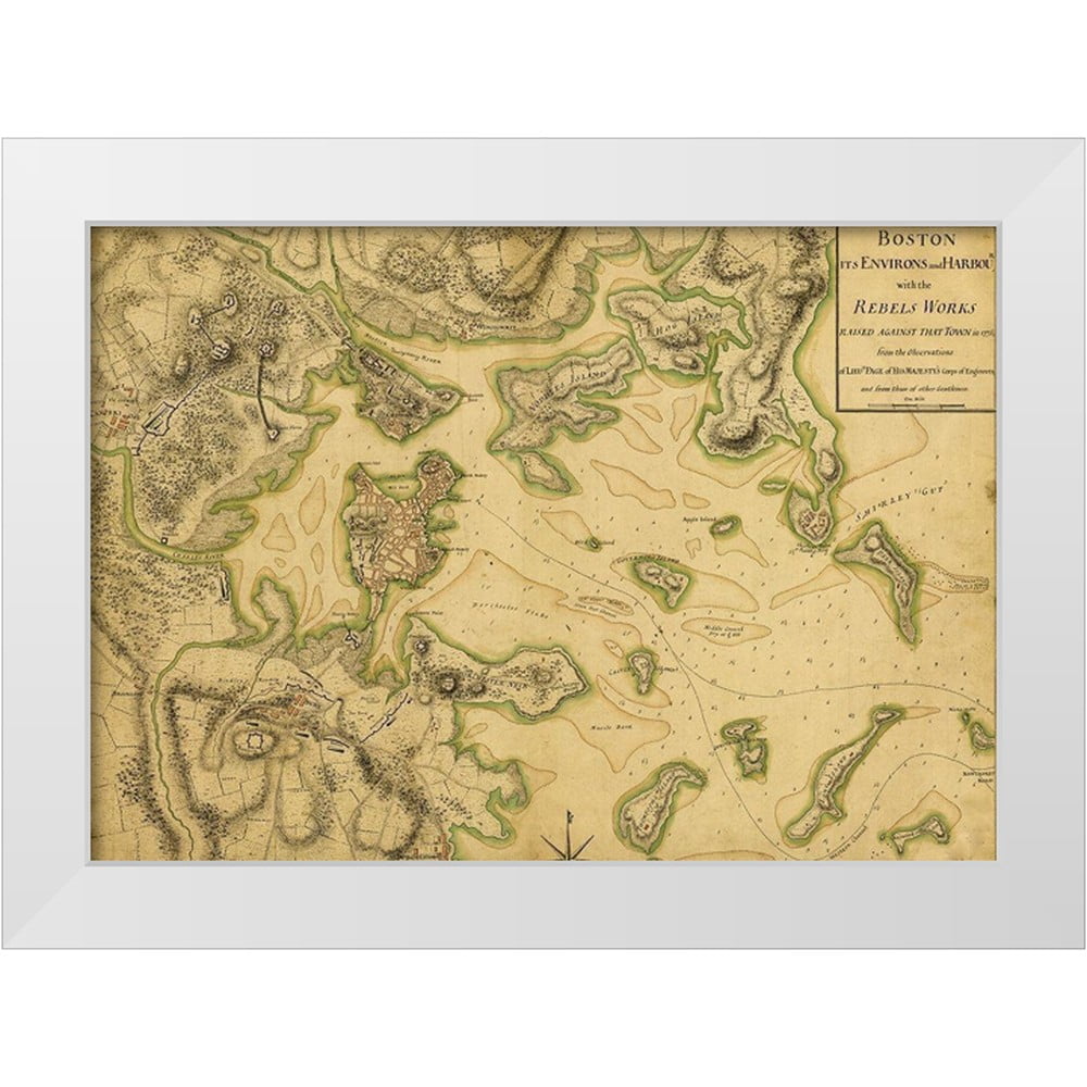 Vintage Maps 18x14 White Modern Wood Framed Museum Art Print Titled ...