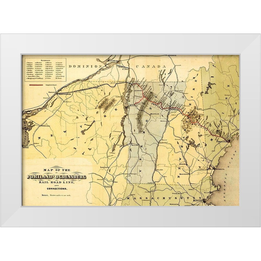 Vintage Maps 18x14 White Modern Wood Framed Museum Art Print Titled ...