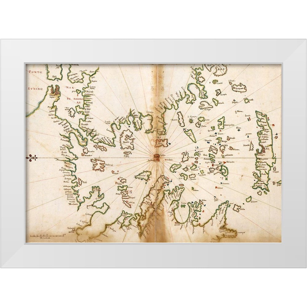Vintage Maps 18x14 White Modern Wood Framed Museum Art Print Titled ...