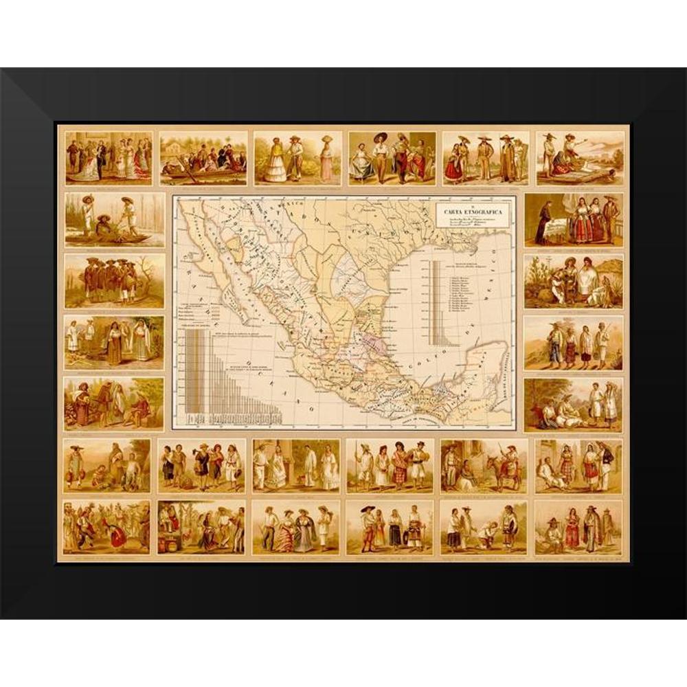 Vintage Maps 18x15 Black Modern Framed Museum Art Print Titled ...