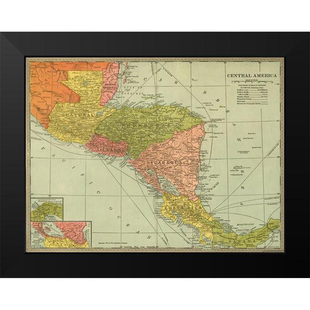 Vintage Maps 18x15 Black Modern Framed Museum Art Print Titled - Panama ...