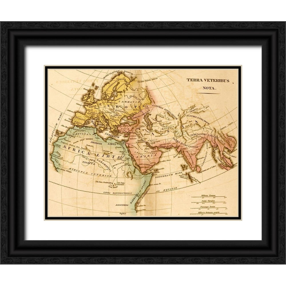 Vintage Maps 18x15 Black Ornate Wood Framed with Double Matting Museum ...