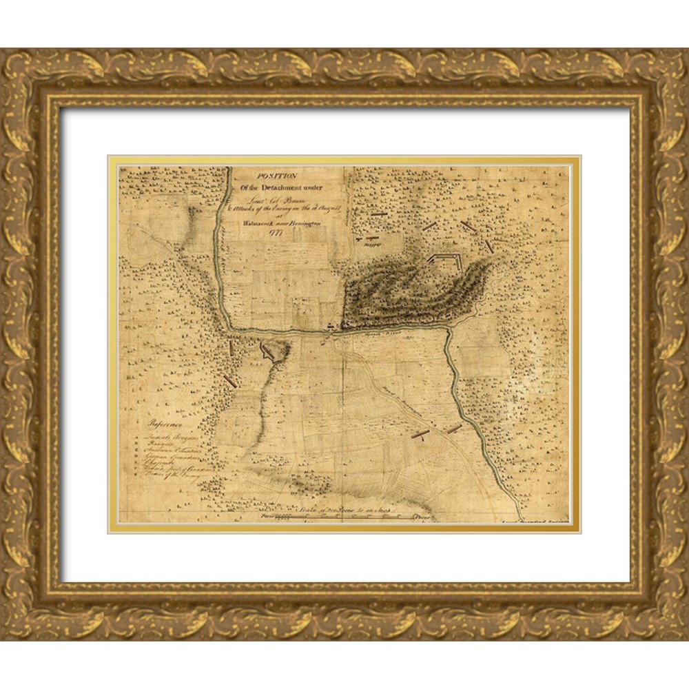 Vintage Maps 18x15 Gold Ornate Wood Framed with Double Matting Museum ...