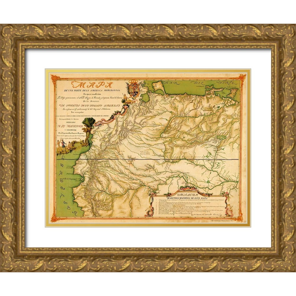 Vintage Maps 18x15 Gold Ornate Wood Framed with Double Matting Museum ...
