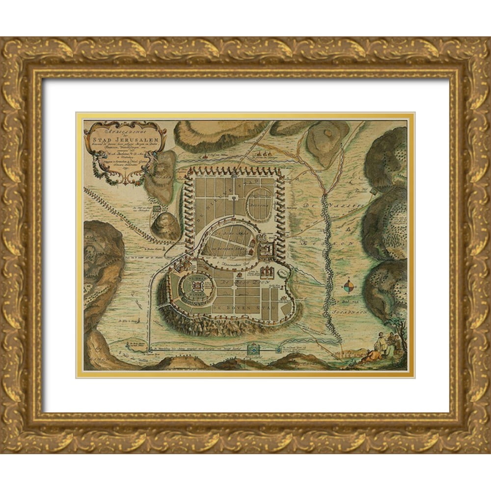 Vintage Maps 18x15 Gold Ornate Wood Framed with Double Matting Museum ...