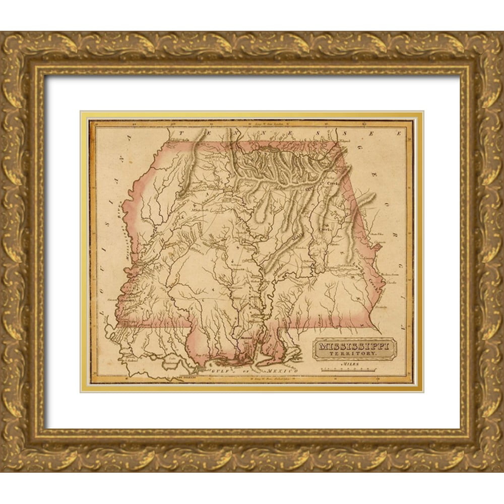 Vintage Maps 18x15 Gold Ornate Wood Framed with Double Matting Museum ...