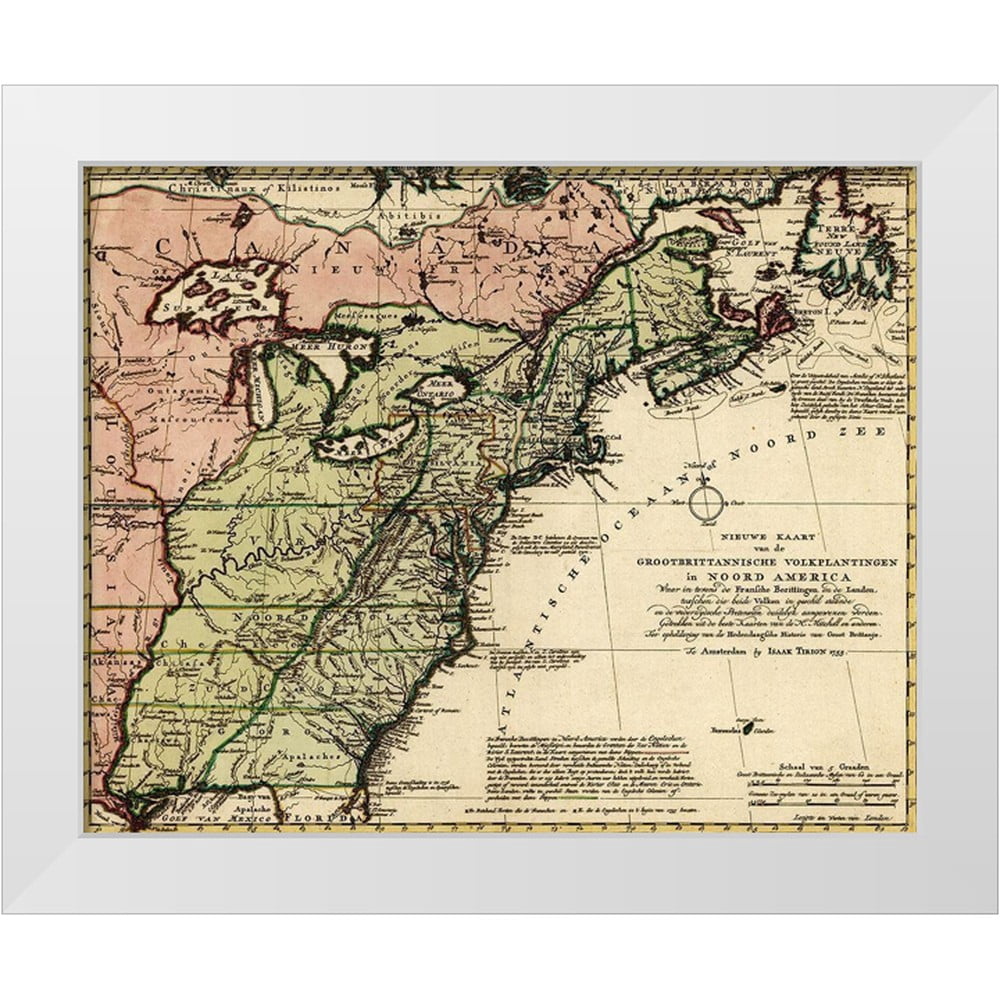 Vintage Maps 18x15 White Modern Wood Framed Museum Art Print Titled ...