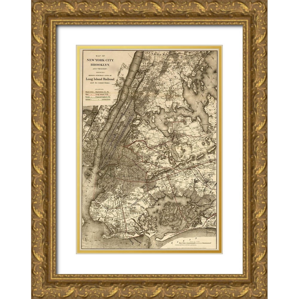 Vintage Maps 18x24 Gold Ornate Wood Framed with Double Matting Museum ...