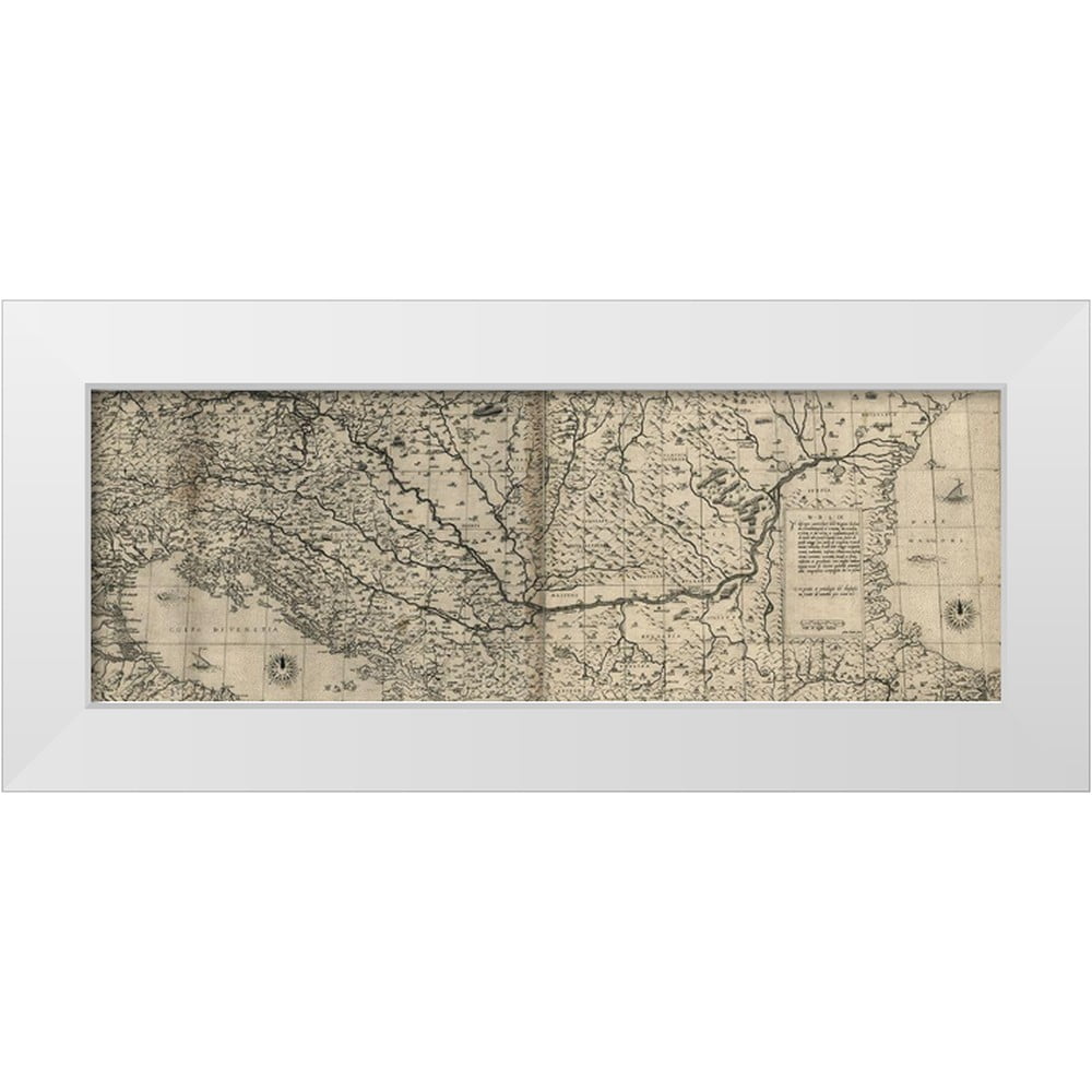 Vintage Maps 18x9 White Modern Wood Framed Museum Art Print Titled ...